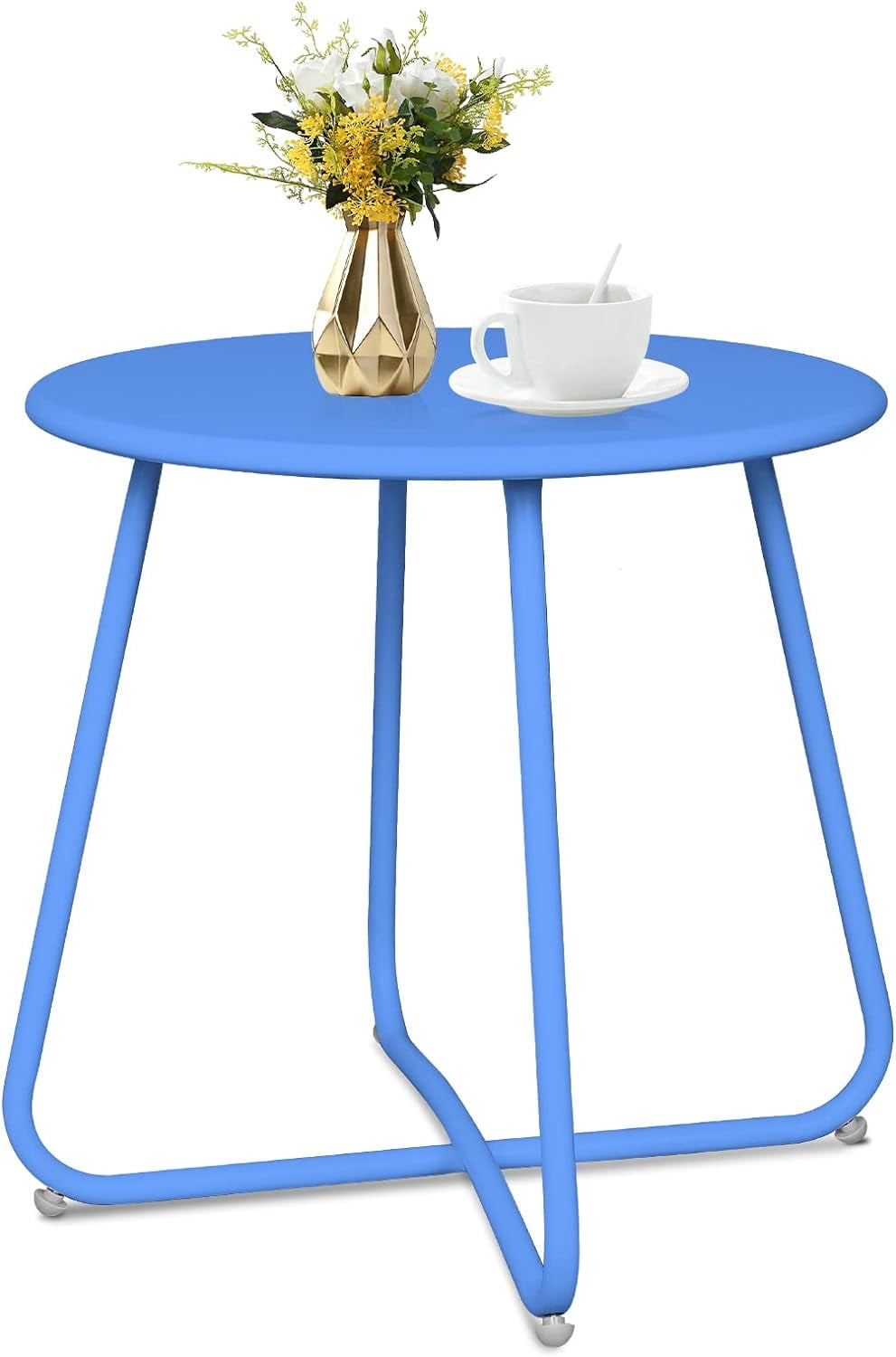 Babion Blue Outdoor Side Tables, Small Outdoor Table, Round Patio Side ...