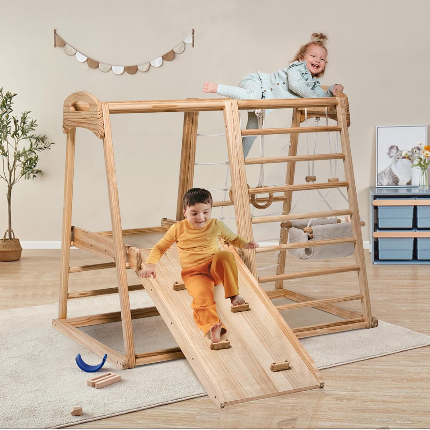 Babion Magnolia Indoor Playground 8-in-1 Jungle Gym Montessori Waldorf ...