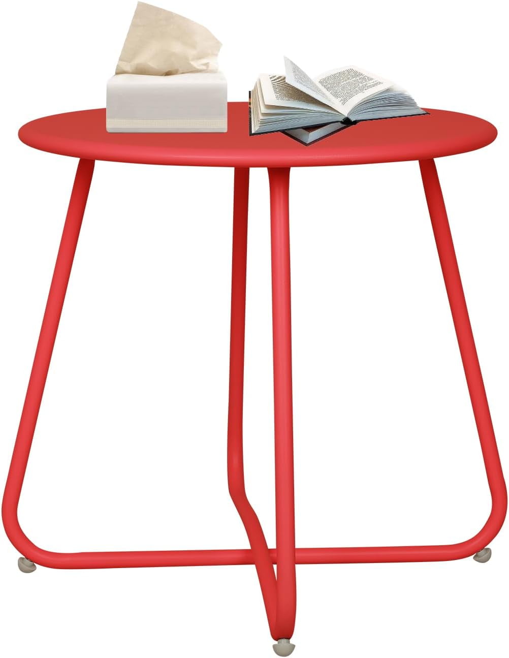 Babion Red Outdoor Side Tables - Small Round Patio Accent Table for ...