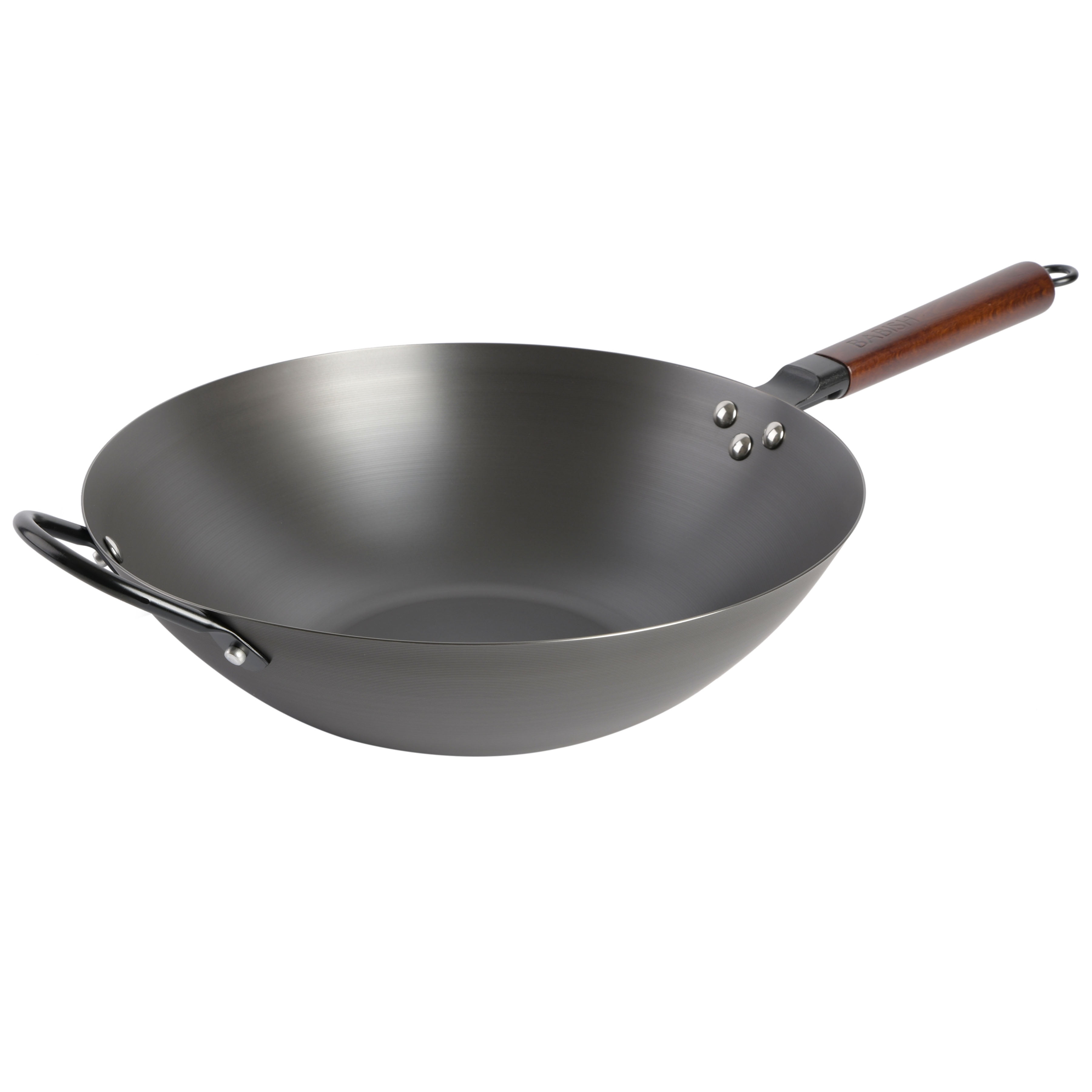 Babish 14-Inch Nonstick Carbon Steel Wok, Flat Bottom Stir Fry Pan ...