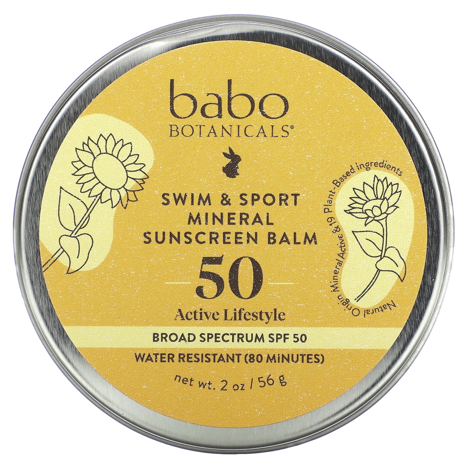 Babo Botanicals Swim & Sport Mineral Sunscreen Balm SPF50, 2.0 Ounces ...