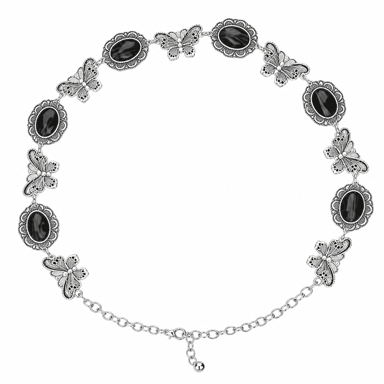 Babomareon Women Turquoise Concho Chain Waist Belt Silver Western ...