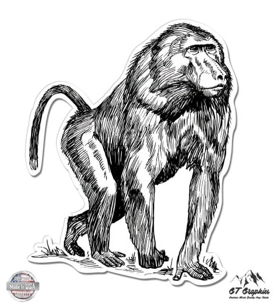 Baboon - 8" Vinyl Sticker - For Car Laptop I-Pad - Waterproof Decal ...