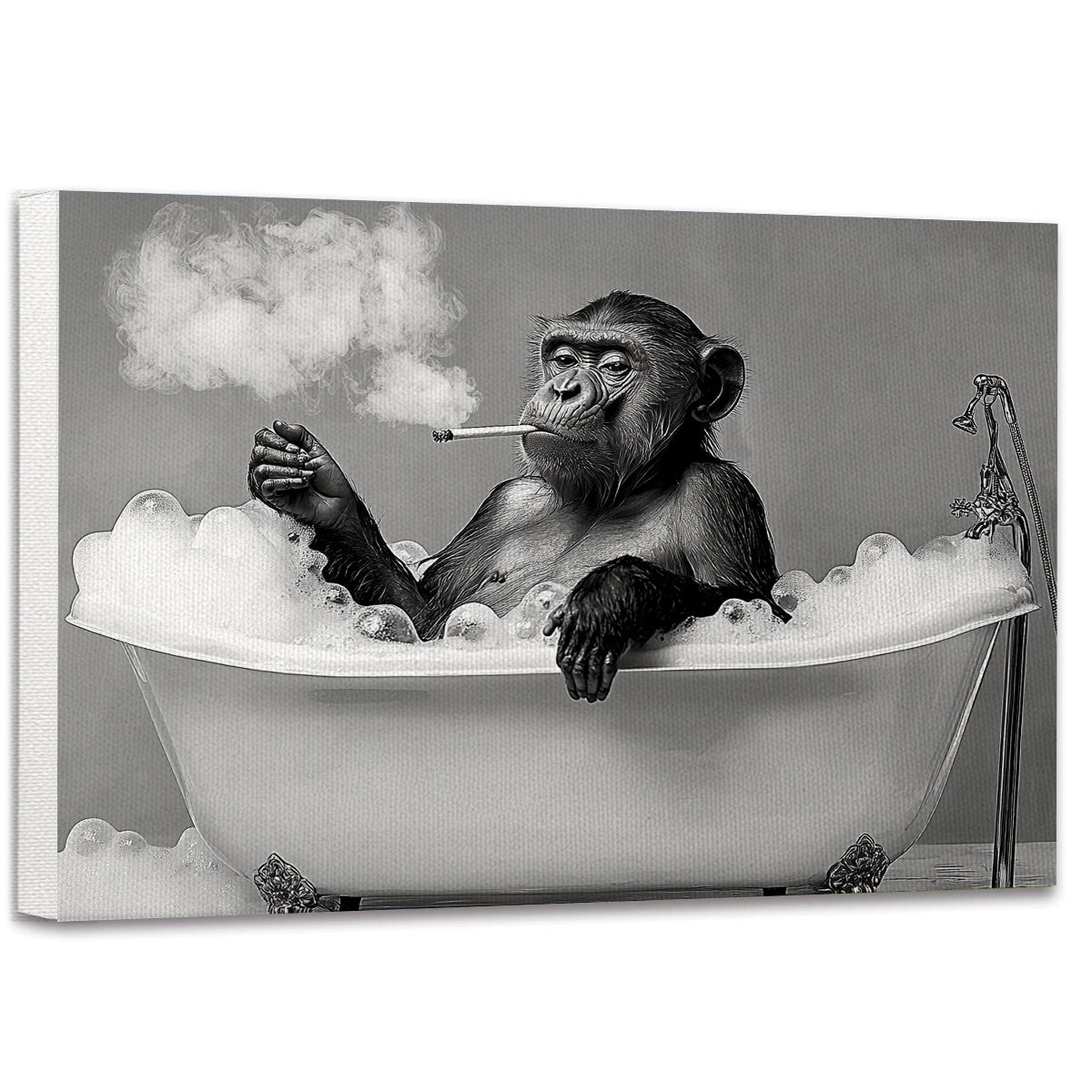 Baboon in Bathtub Wall Art Print Poster, Bathroom Decor Posters Prints ...