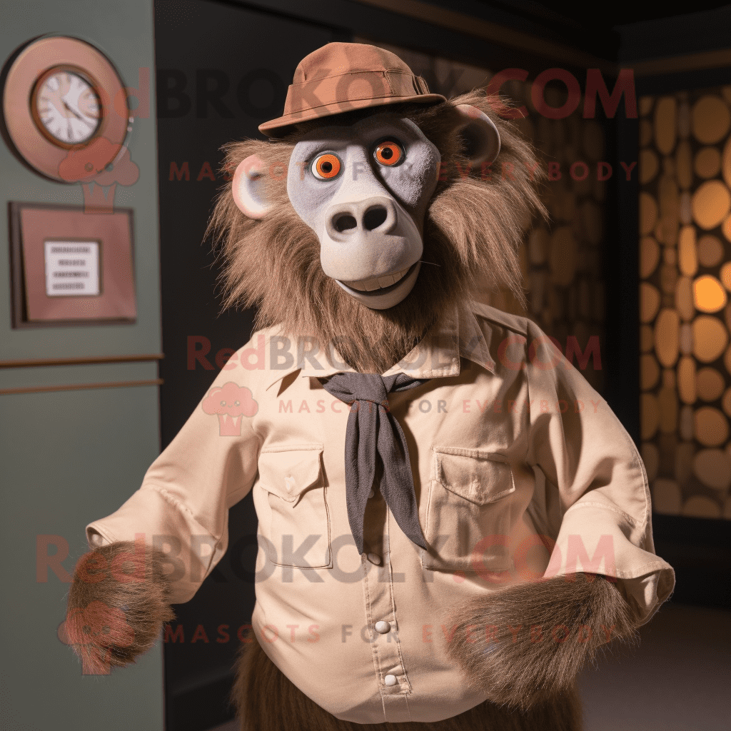 Baboon REDBROKOLY mascot costume character dressed with a Henley Shirt ...
