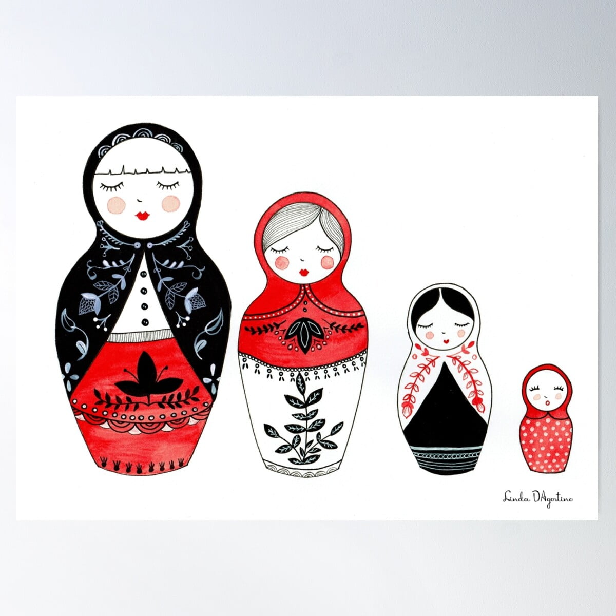 Babushka Dolls Poster Wall Art, Modern Wall Decor For Living Room ...