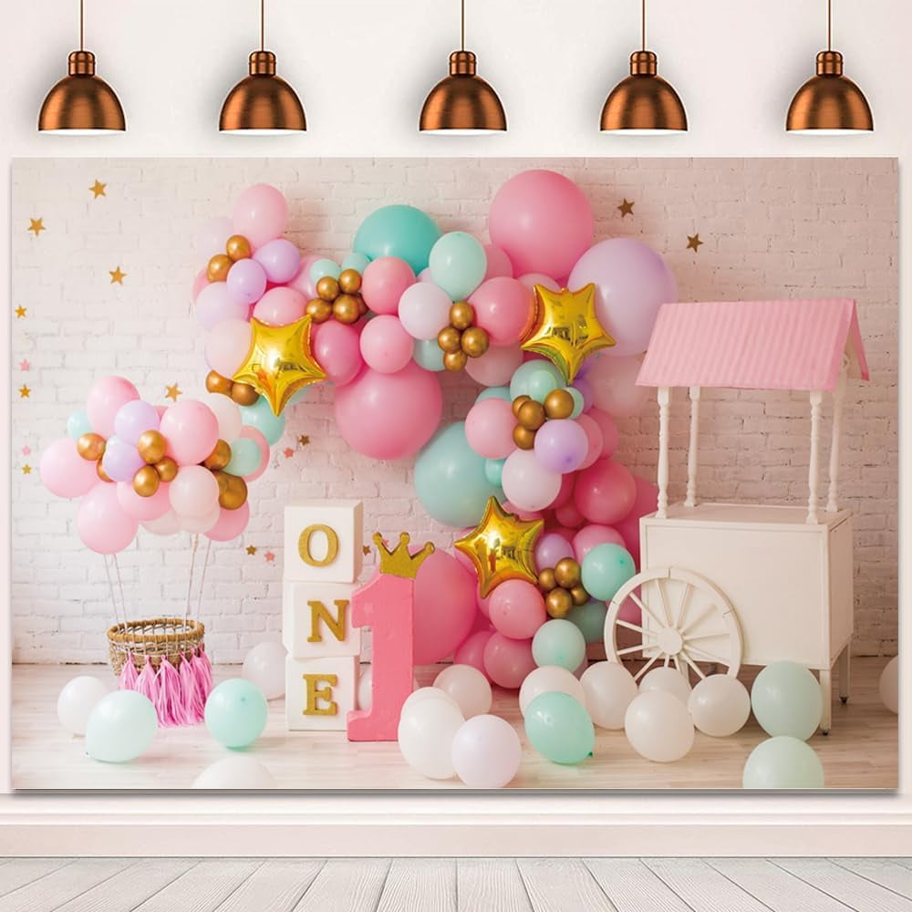 Baby 1st Birthday Backdrop for Girl First Birthday Party Cake Smash ...