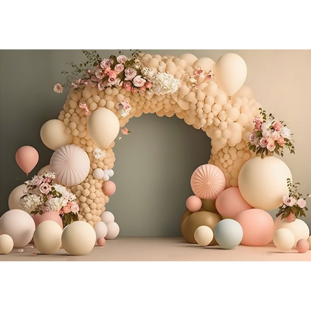 Baby 1st Birthday Backdrop for Photography Colorful Balloon Arched Door ...