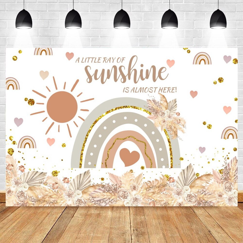Baby 1st Birthday Boho Backdrop for Photography Rainbow Sunshine Flower ...