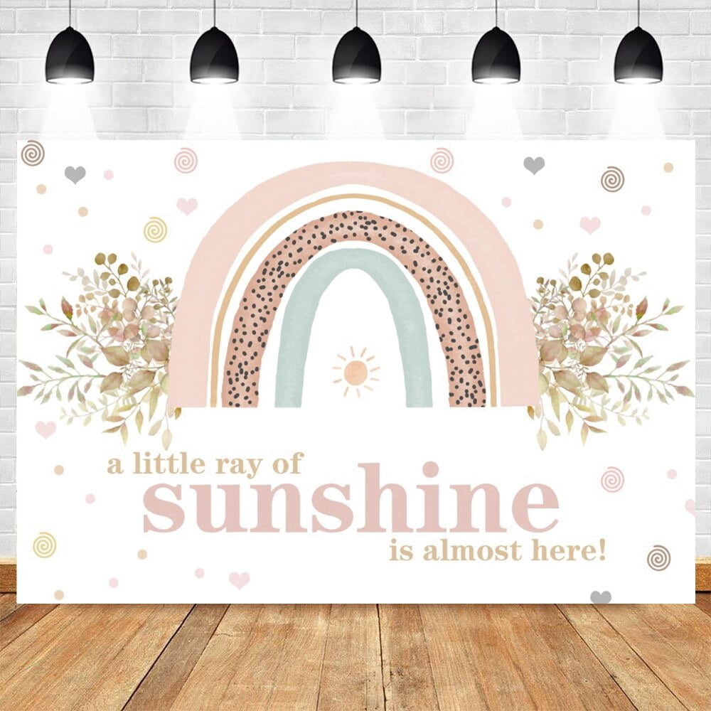 Baby 1st Birthday Boho Backdrop for Photography Rainbow Sunshine Flower ...