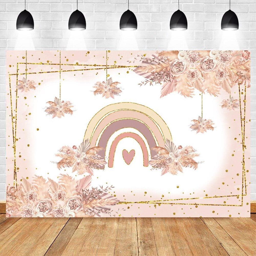 Baby 1st Birthday Boho Backdrop for Photography Rainbow Sunshine Flower ...