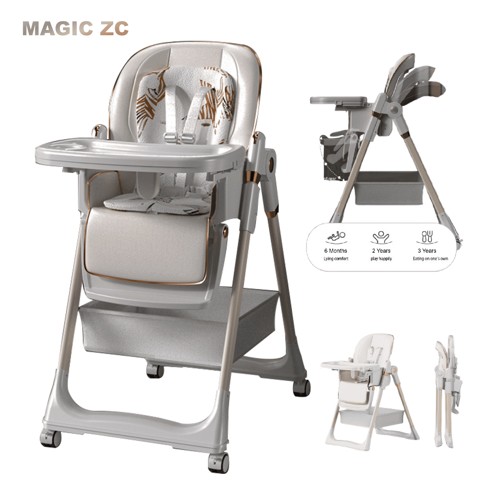 Baby 3 in 1 High Chairs,Baby Portable Folding Dining Chairs for 6 ...