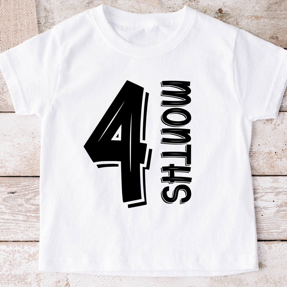 Baby 4 Months Milestone Shirt, Four Months Infant Baby Milestone Outfit ...