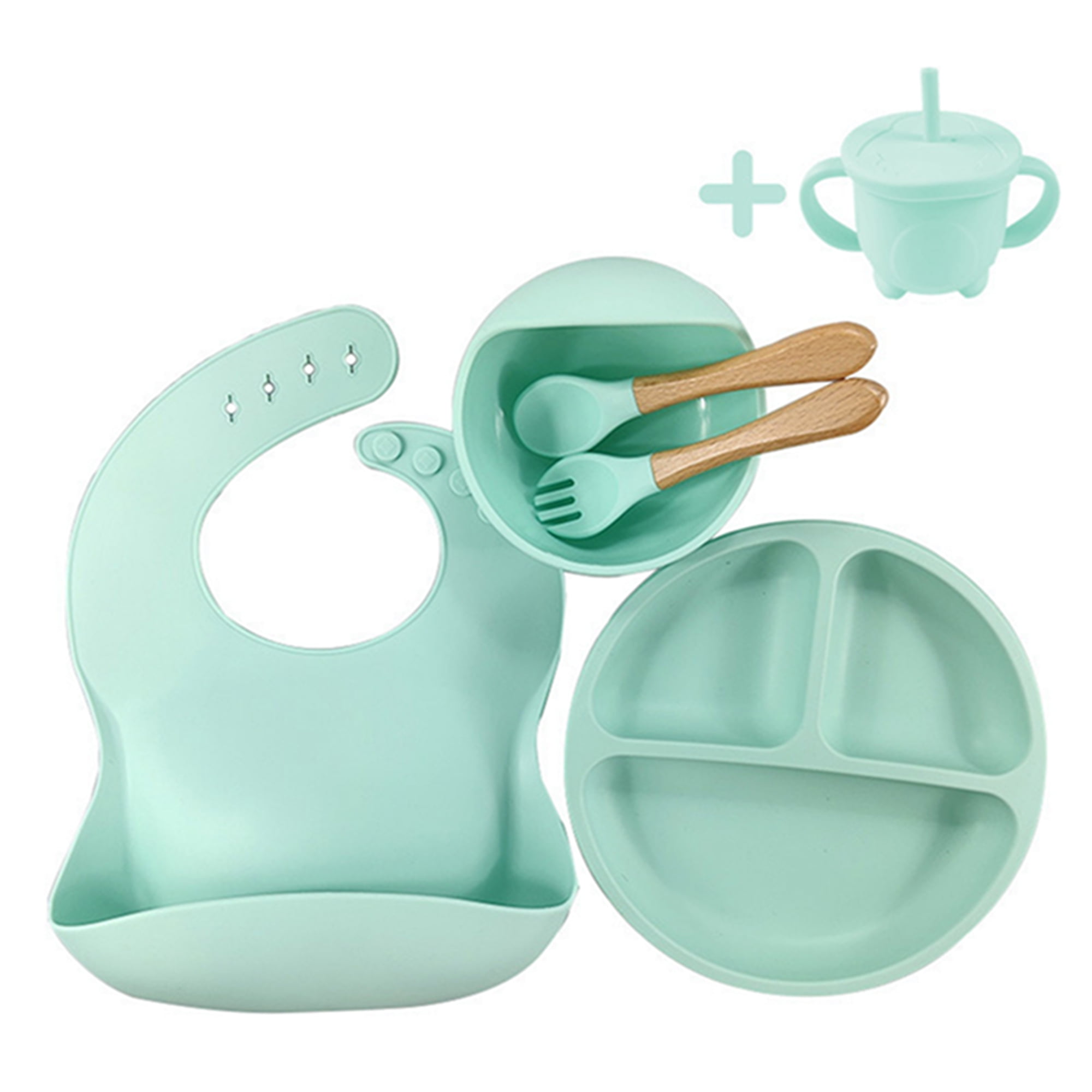 Baby 6 Piece Complete Feeding Set Boys Girls Silicone Utensils Toddler ...
