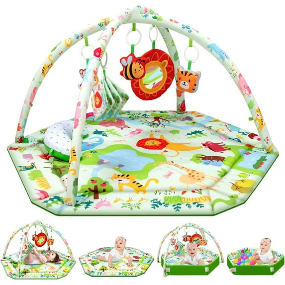 Baby Activity Gym & Play Mat with 6 Detachable Toys-Activity Gym for ...