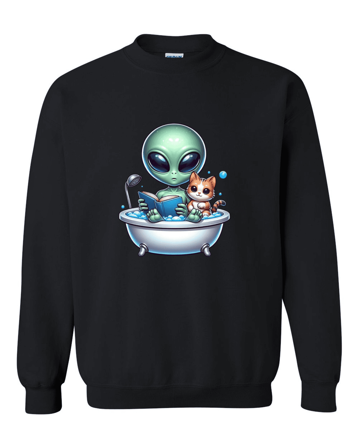 Baby Alien in Bathtub with Moon and Stars Cute Toy Scene Sweatshirt, up ...