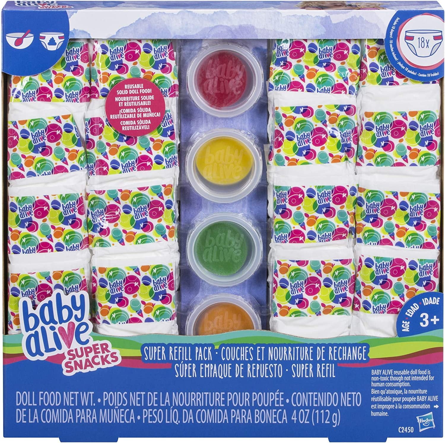 Baby Alive Super Snacks Refill Pack with Solid Doll Food, Diapers, Blue ...