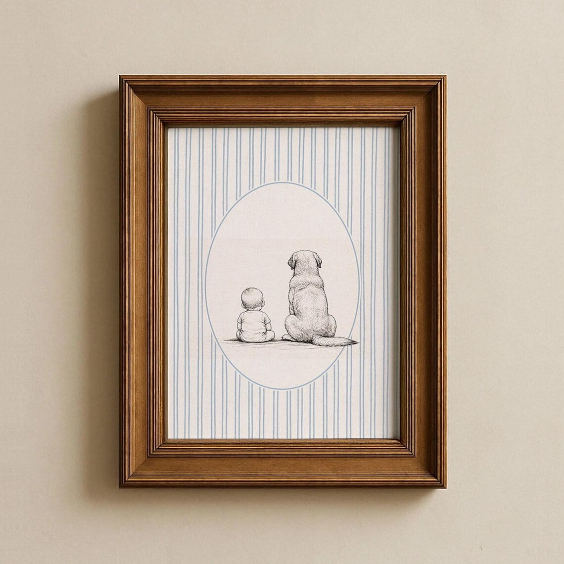 Baby And Dog Nursery Art, Striped Lab Poster, Unframed Paper Poster ...