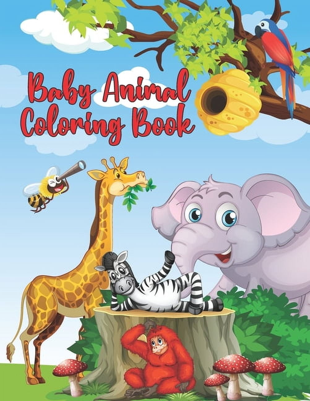Baby Animal Coloring Book: Cute Pets And Baby Wild Animals Coloring ...