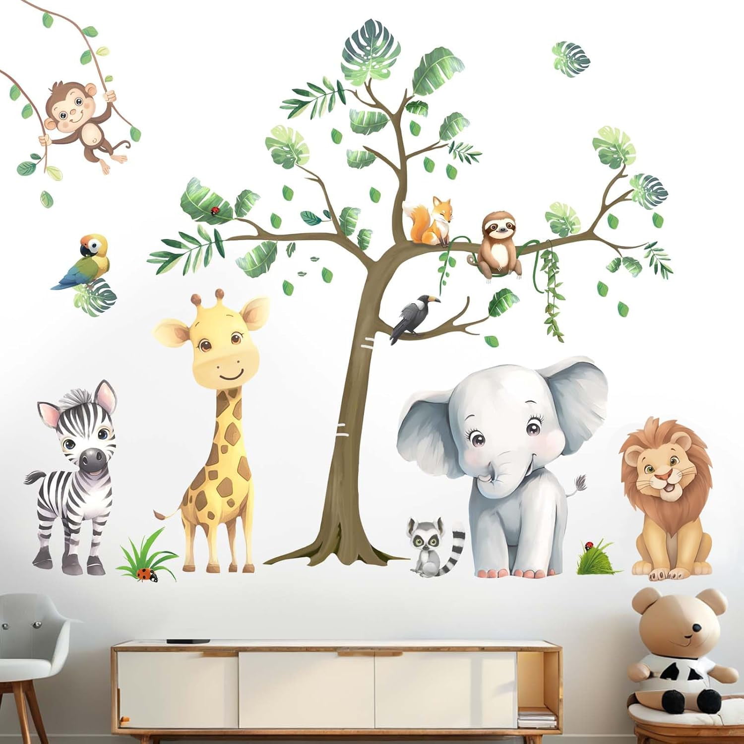 Baby Animal Wall Stickers for Nursery: Kids Boys Girls Bedroom ...