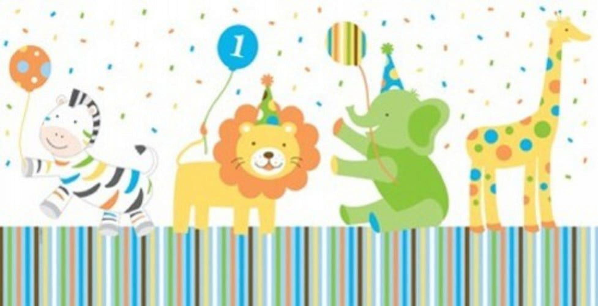 Baby Animals 1st Birthday Boy Table Cover (each) - Walmart.com