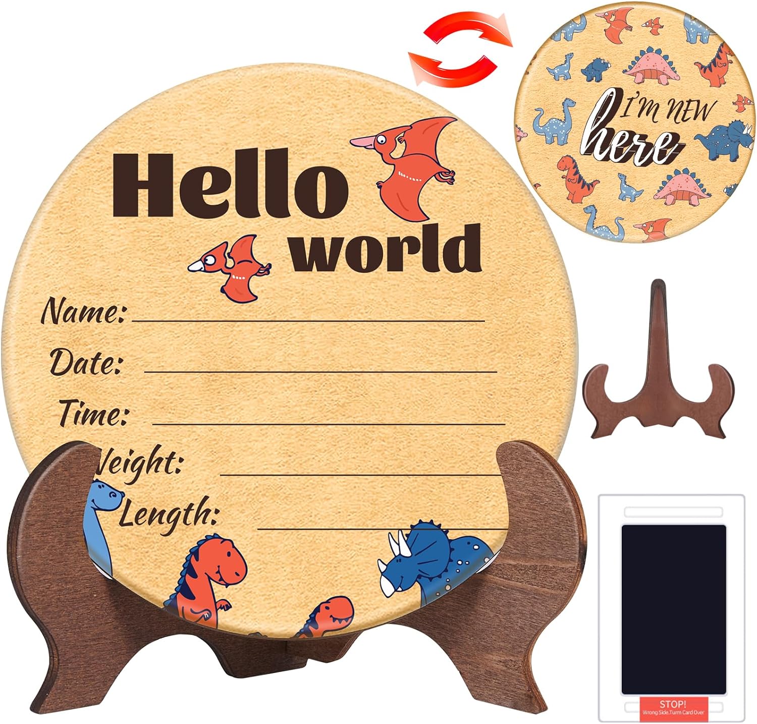 Baby Announcement Hello World Newborn Welcome Sign, Birth Name Wooden ...