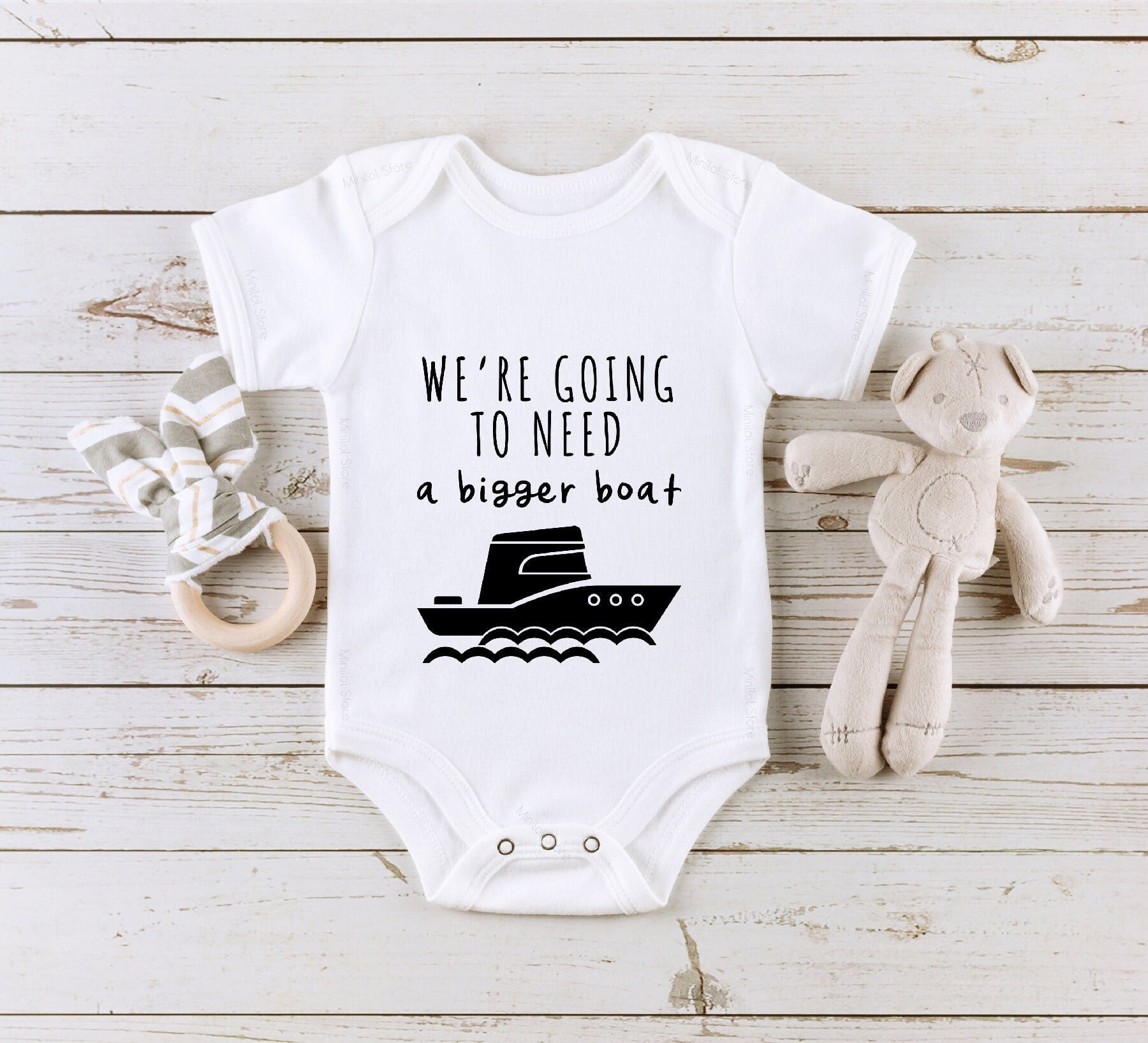 Baby Announcement Onesie, We'Re Going To Need A Bigger Boat Onesie ...