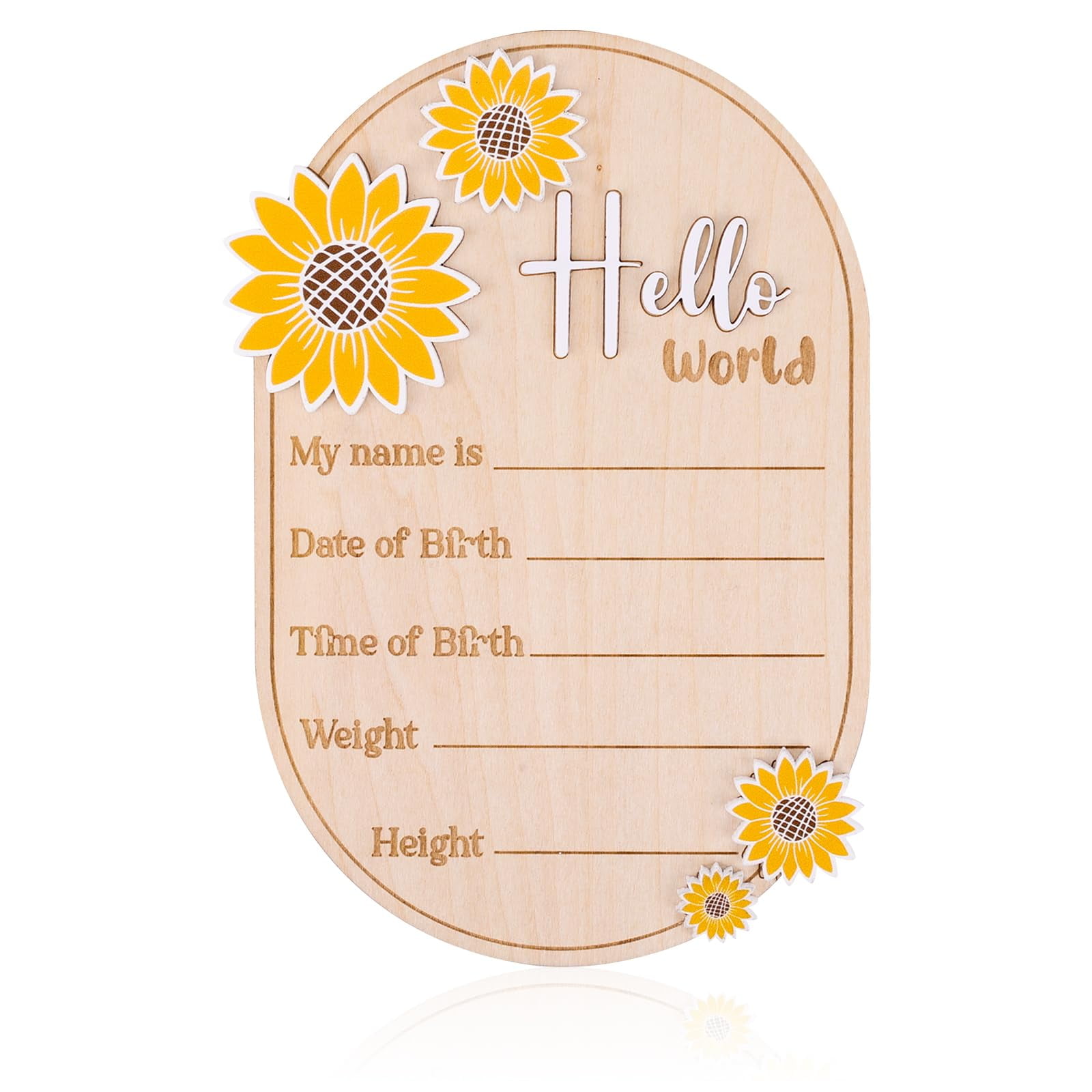Baby Announcement Sign, 5.9In Newborn Announcement Sign, Oval Sunflower ...