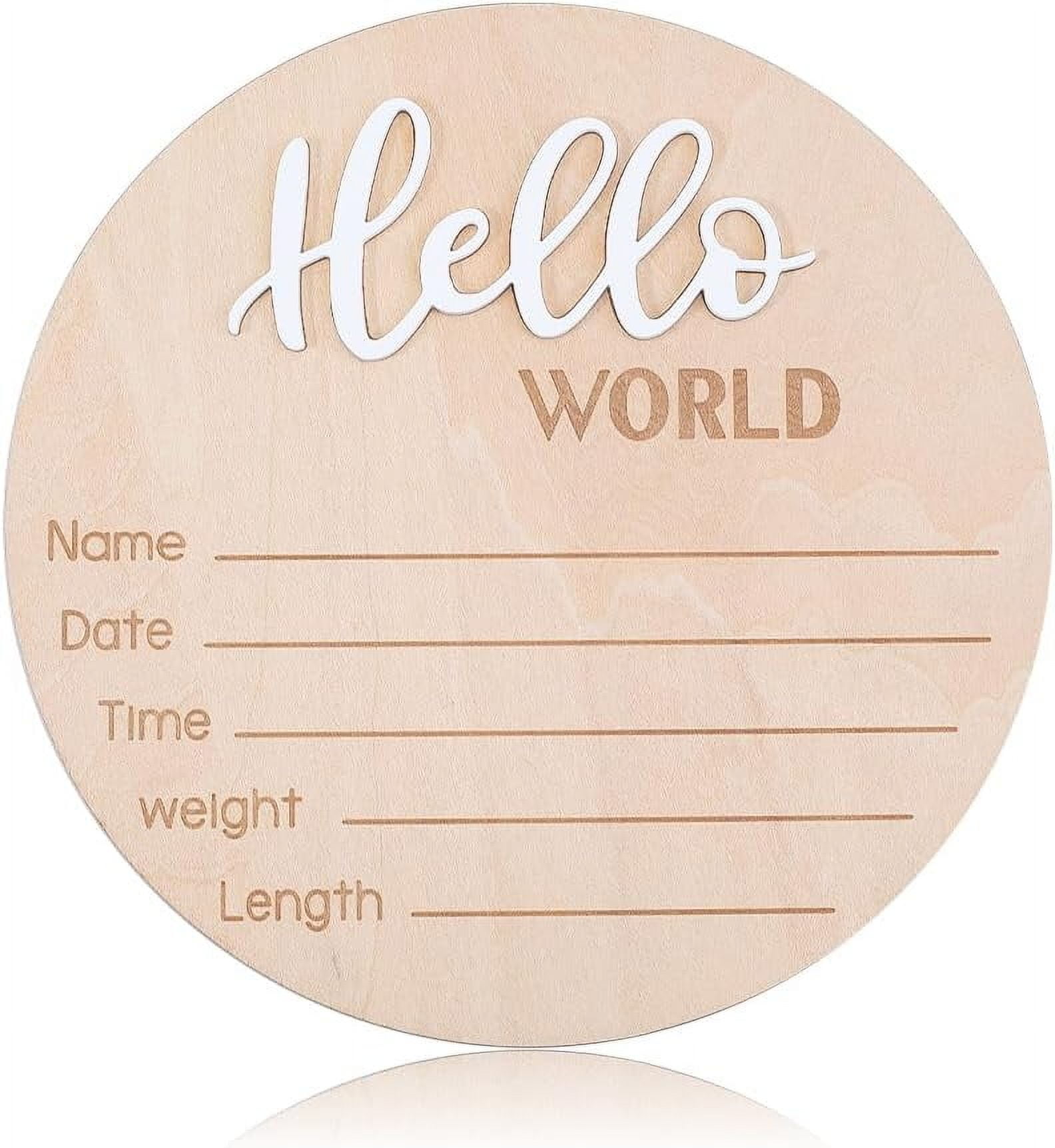 Baby Announcement Sign Flat Round Hello World Welcome Newborn Sign ...