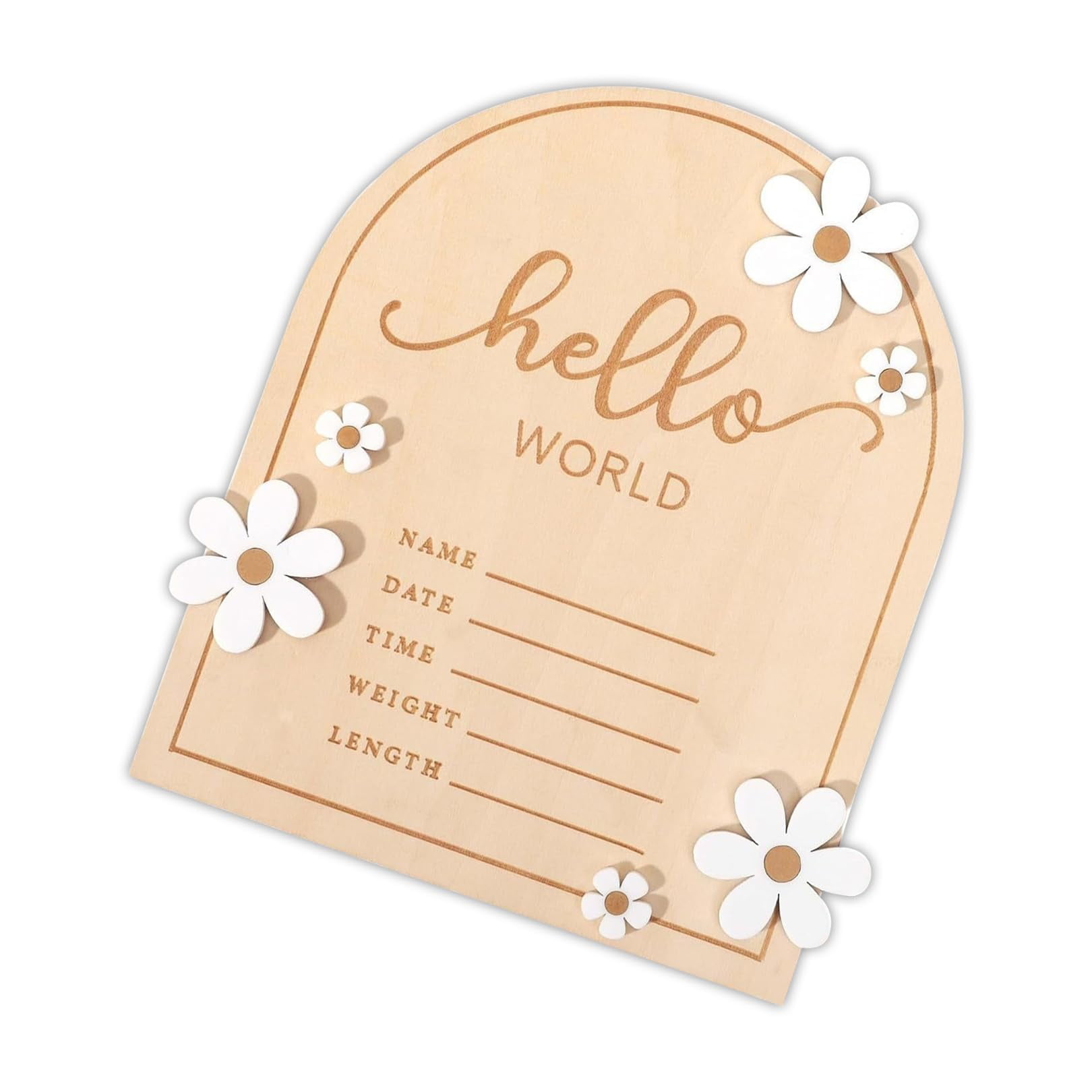 Baby Announcement Sign, Wooden Hello World Newborn Sign Birth ...