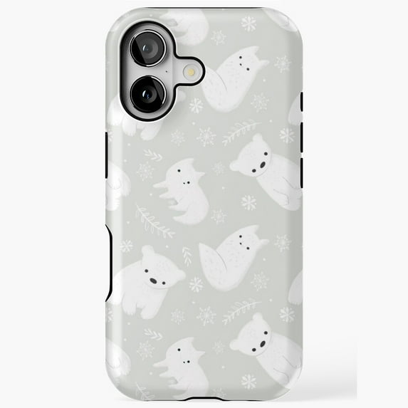Baby Arctic Animals Neutral Gray Phone Case with iPhone 17 to 11 Pro ...