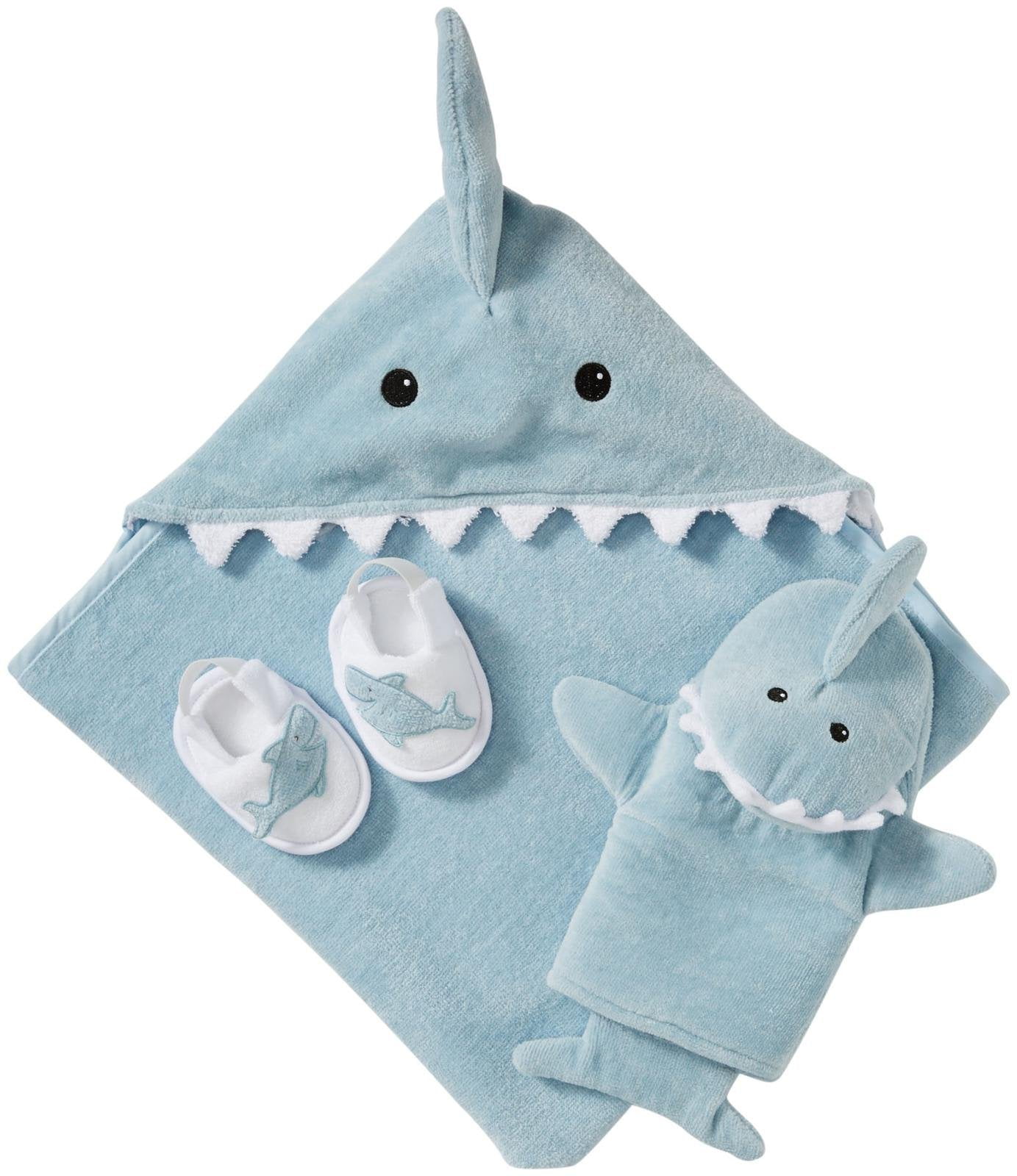 Baby Aspen Let The Fin Begin 4 Pc Bath Time Gift Set, Baby Shark Hooded ...