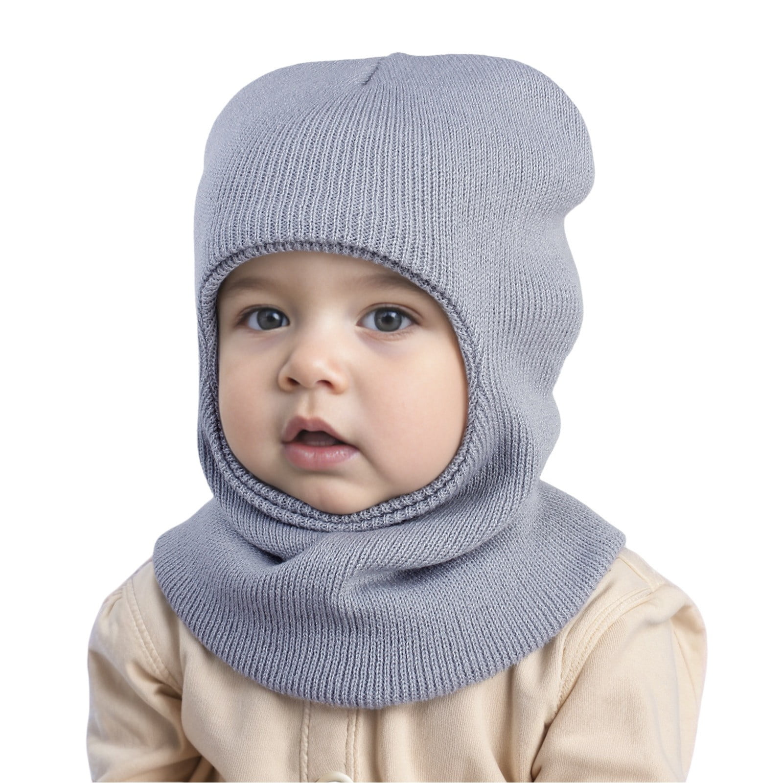 Baby Balaclava Hat with Scarf 2 in 1 Toddler Warm Windproof Knit Hat ...
