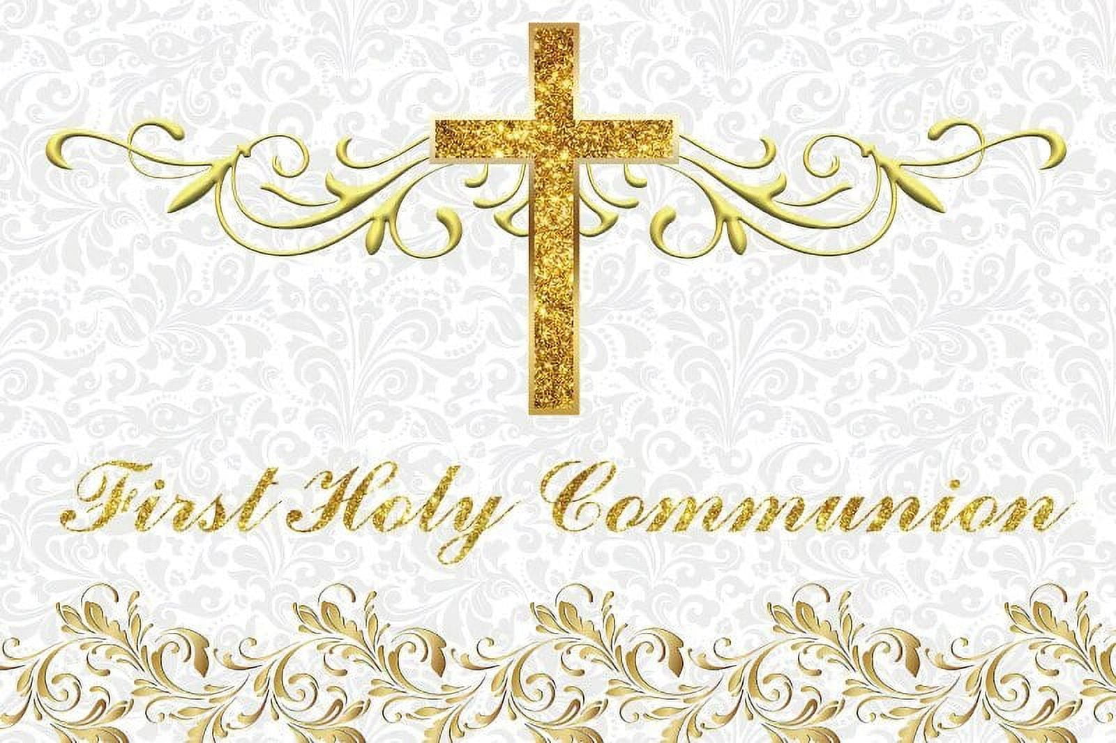 Baby Baptism Backdrop Mi Bautizo First Holy Communion Golden Cross Dove ...