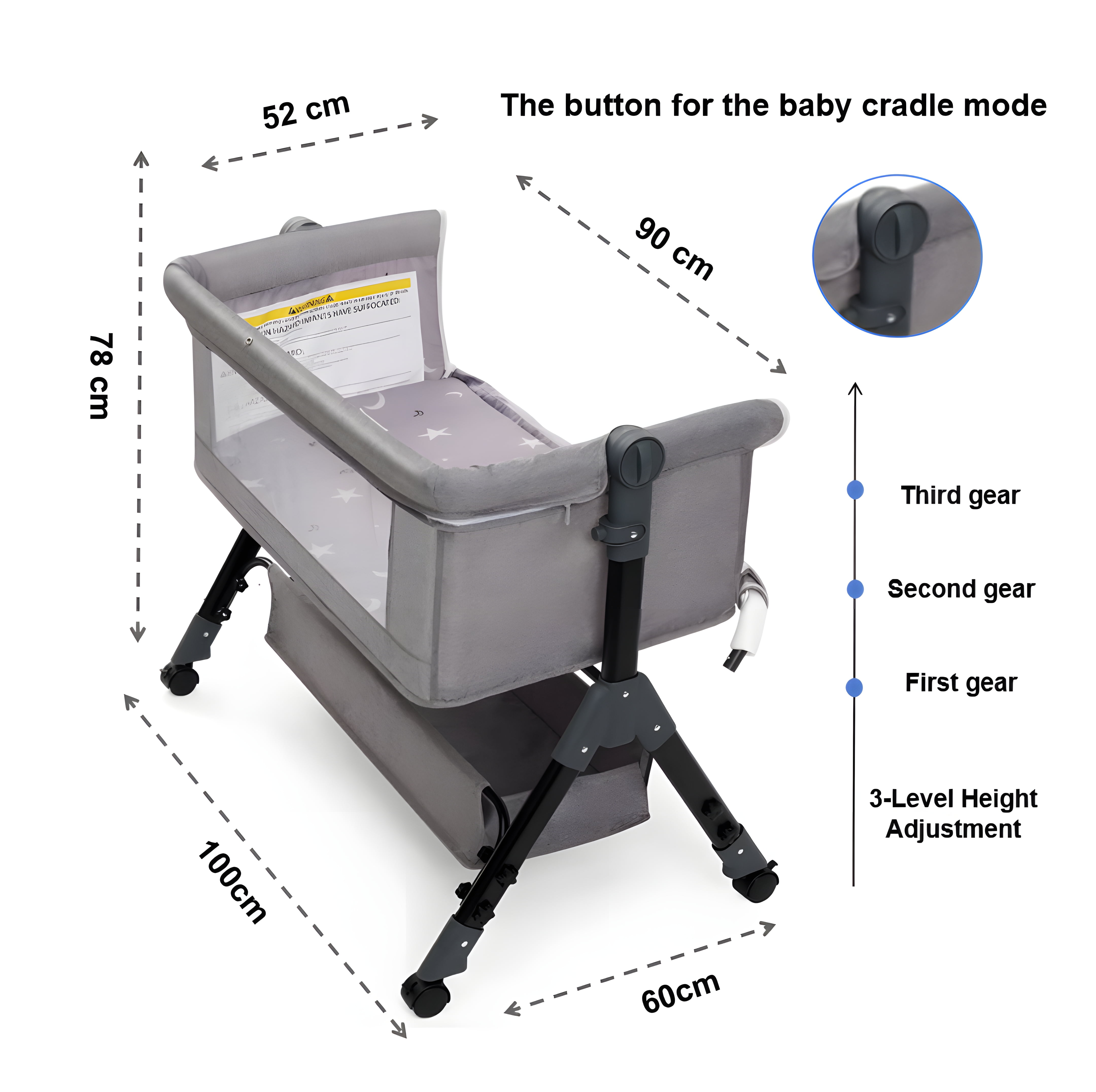 Baby Bassinet, Baby Bedside Sleeper,Portable Newborn Crib with Changing ...