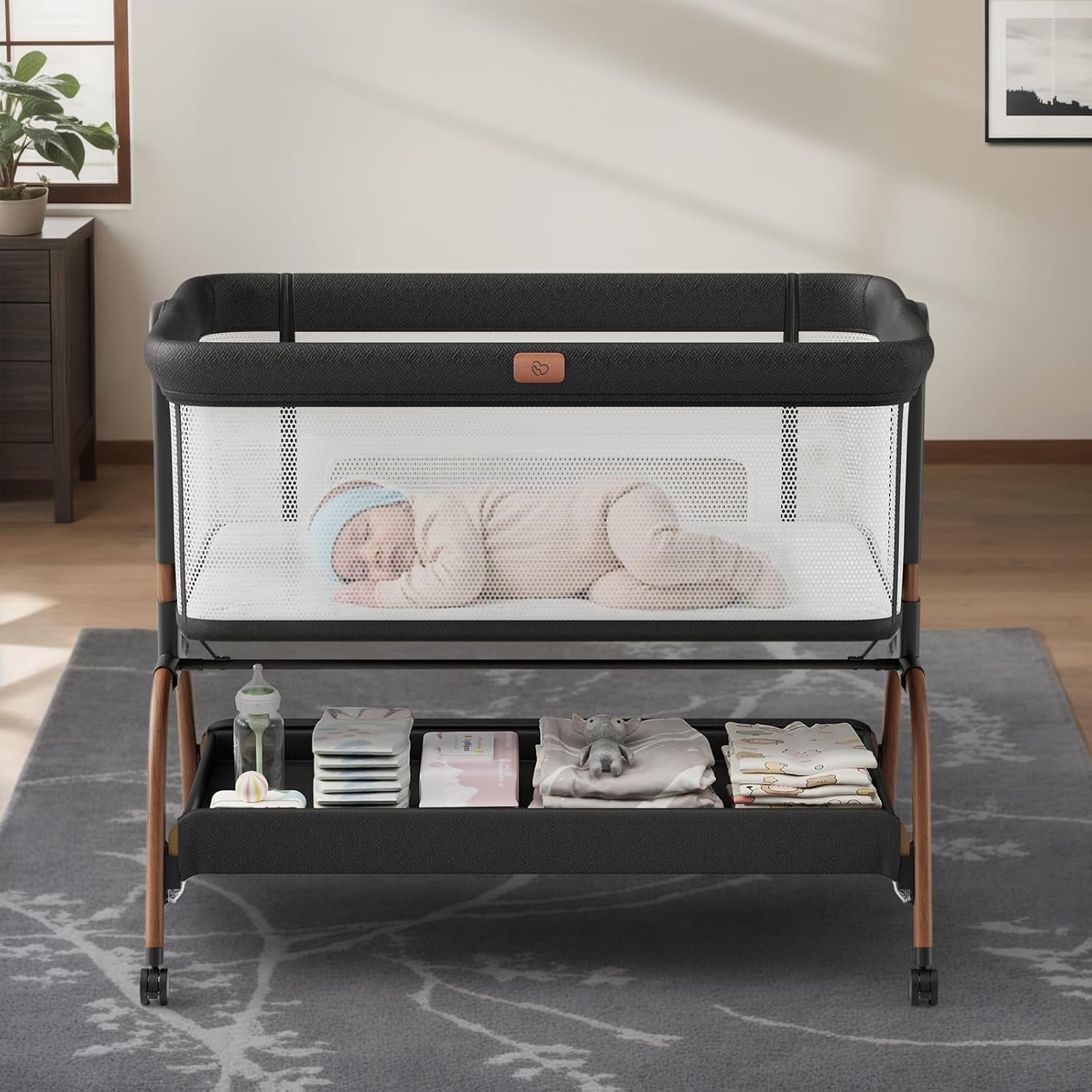Baby Bassinet Bedside Crib, 3-in-1 Baby Bassinet Bedside Sleeper with ...