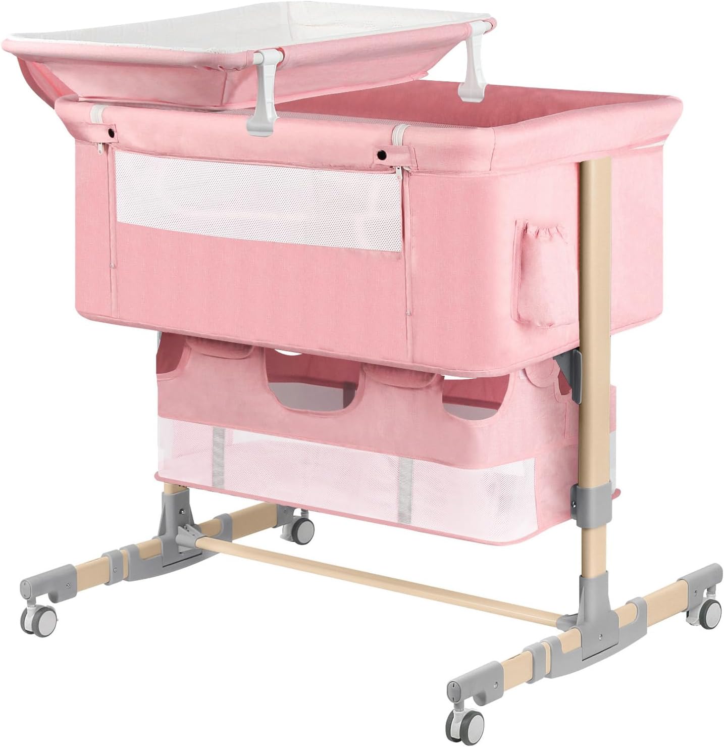 Baby Bassinet Bedside Sleeper with Diaper Changing Station + Mosquito ...