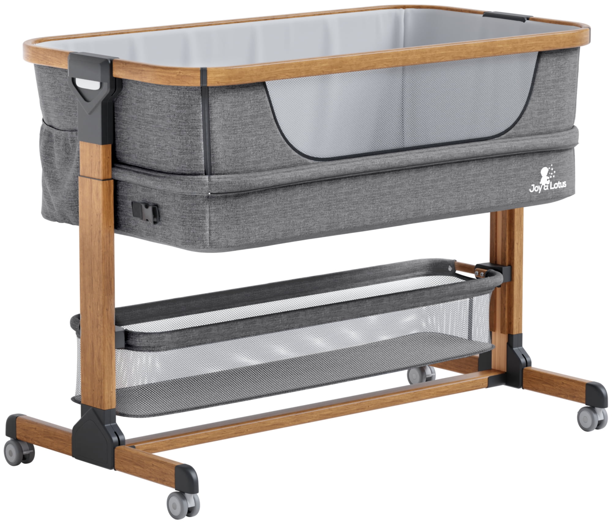 Baby Bassinet Bedside Sleeper with Wheels, Mesh Fold Down Slide ...