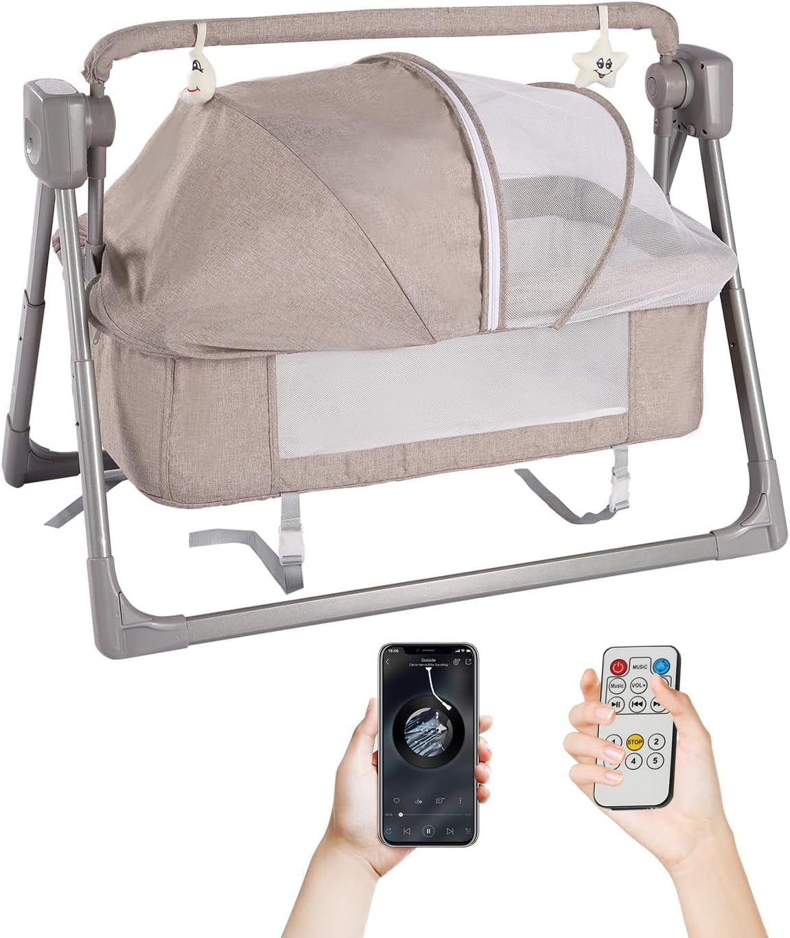 Baby Bassinet, Electric Portable Beside Sleeper for Baby, Bluetooth ...