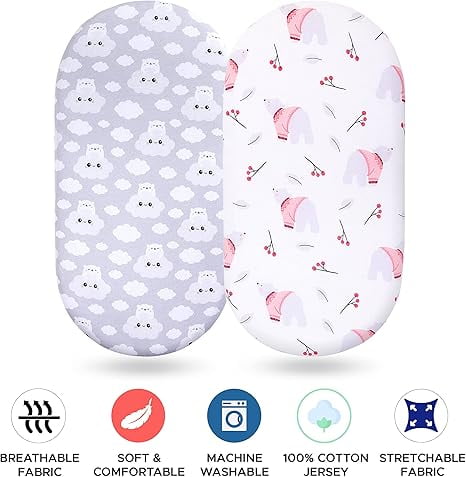Baby Bassinet Sheet, 100% Jersey Cotton – 2 Pack – 32 x 16 x 4 inches ...