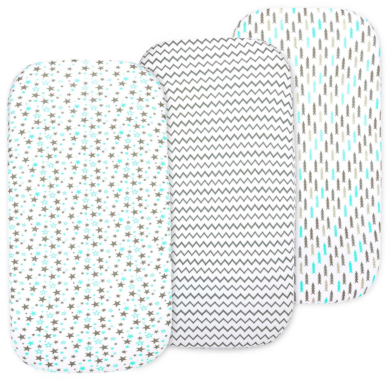 3-Pack Baby Bassinet Sheet Set - Ultra-Soft Jersey Cotton - Fits Oval ...