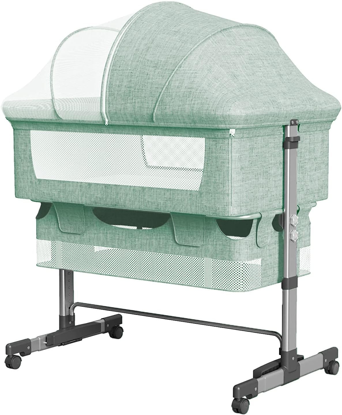 Baby Bassinet with Breathable Nets,6-Level Height Adjustable Bedside ...