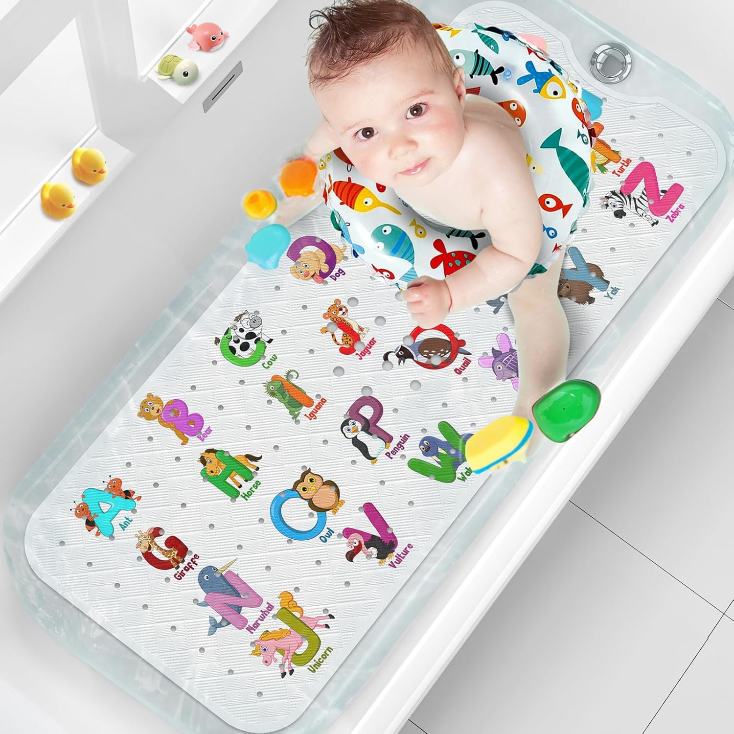 Baby Bath Mat - 40x16 inch Bathtub Mat Non Slip Kids and Adult Bath Mat ...
