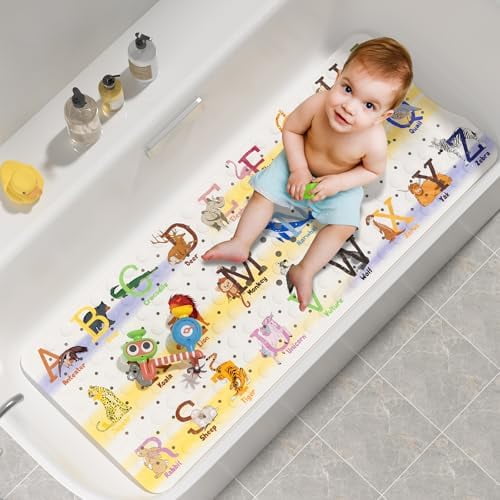 Baby Bath Mat Non Slip, Cartoon Kids Bath Mat for Tub 40 x 16 Inches ...