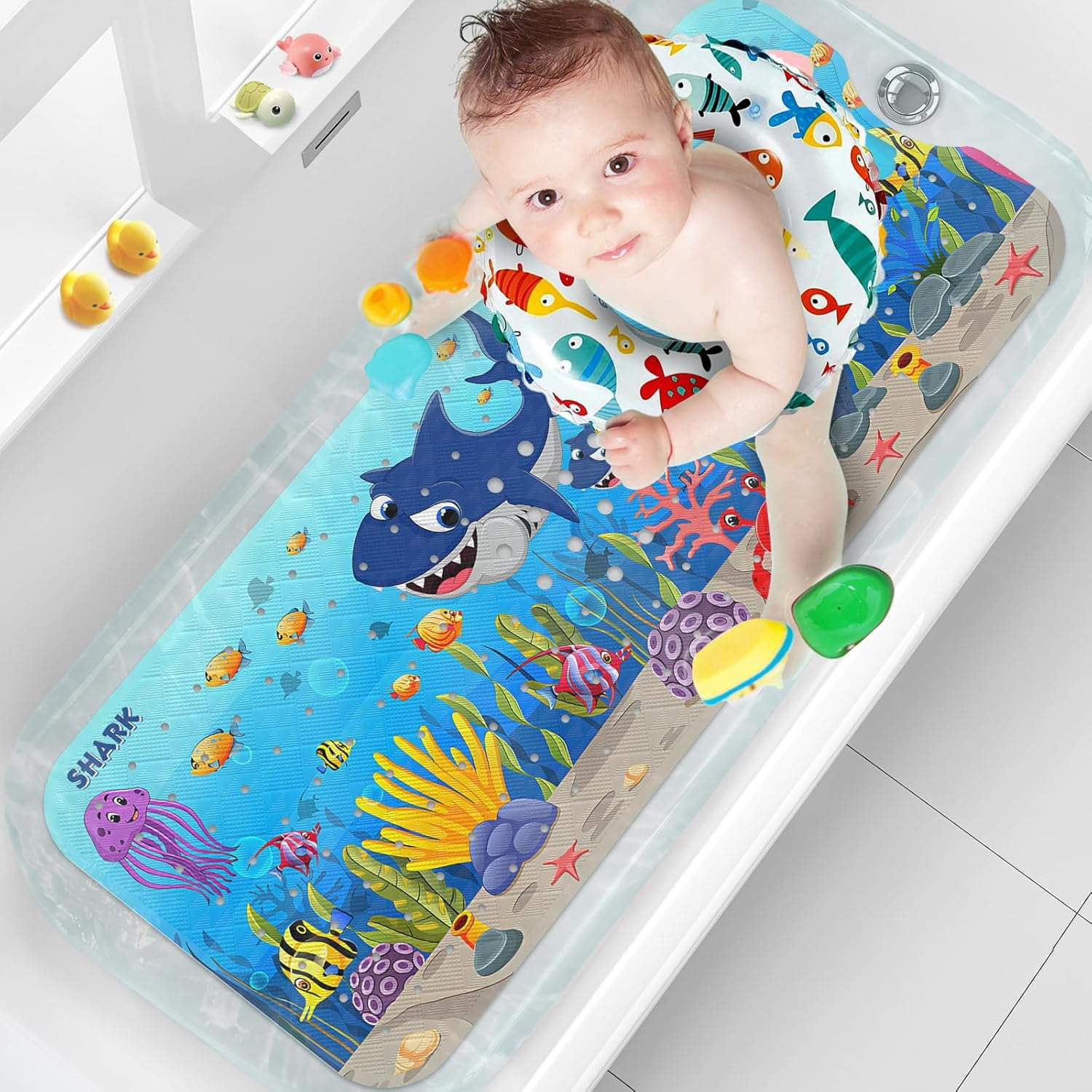 Baby Bath Mat for Tub Non Slip, 40''x16'' Extra Long Bathtub Mat Non ...