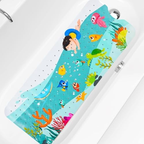 Baby Bath Mat for Tub Non Slip Kids Bathtub Mat Extra Long 40X16 Inch ...