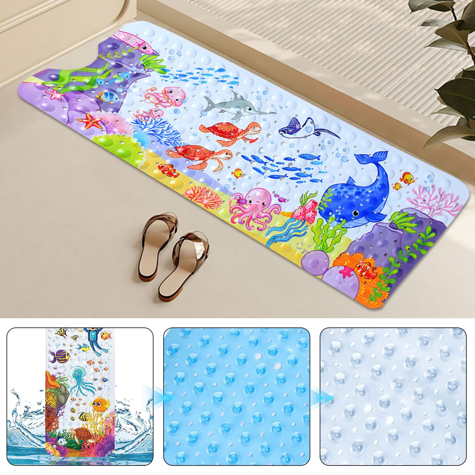 Baby Bath Mat for Tub for Kids, 40in x 16in Non Slip Cartoon Bath Tub ...