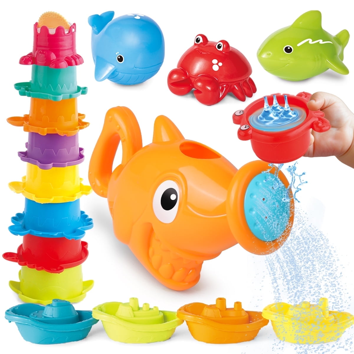 16PCS Water Table Toys for Toddler 1-3,Bath Toys for 6-12 Months Baby ...