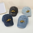 Baby Beach Hat Kids Washed Denim Cartoon Excavator Baseball Cap Sun Hat ...
