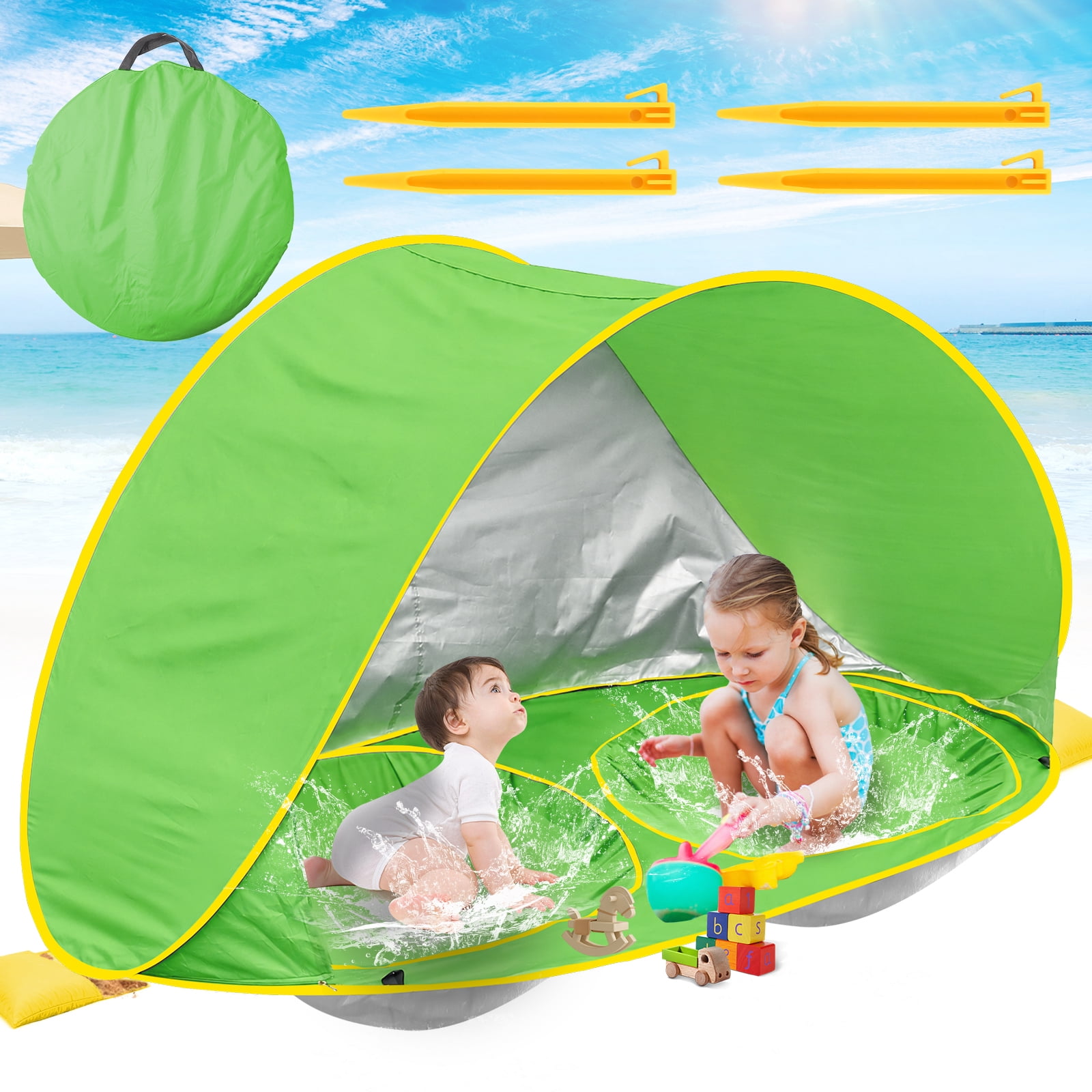 Baby Beach Tent-2 Pools Pop Up UPF 50+ Sunshade with Carry Bag ...